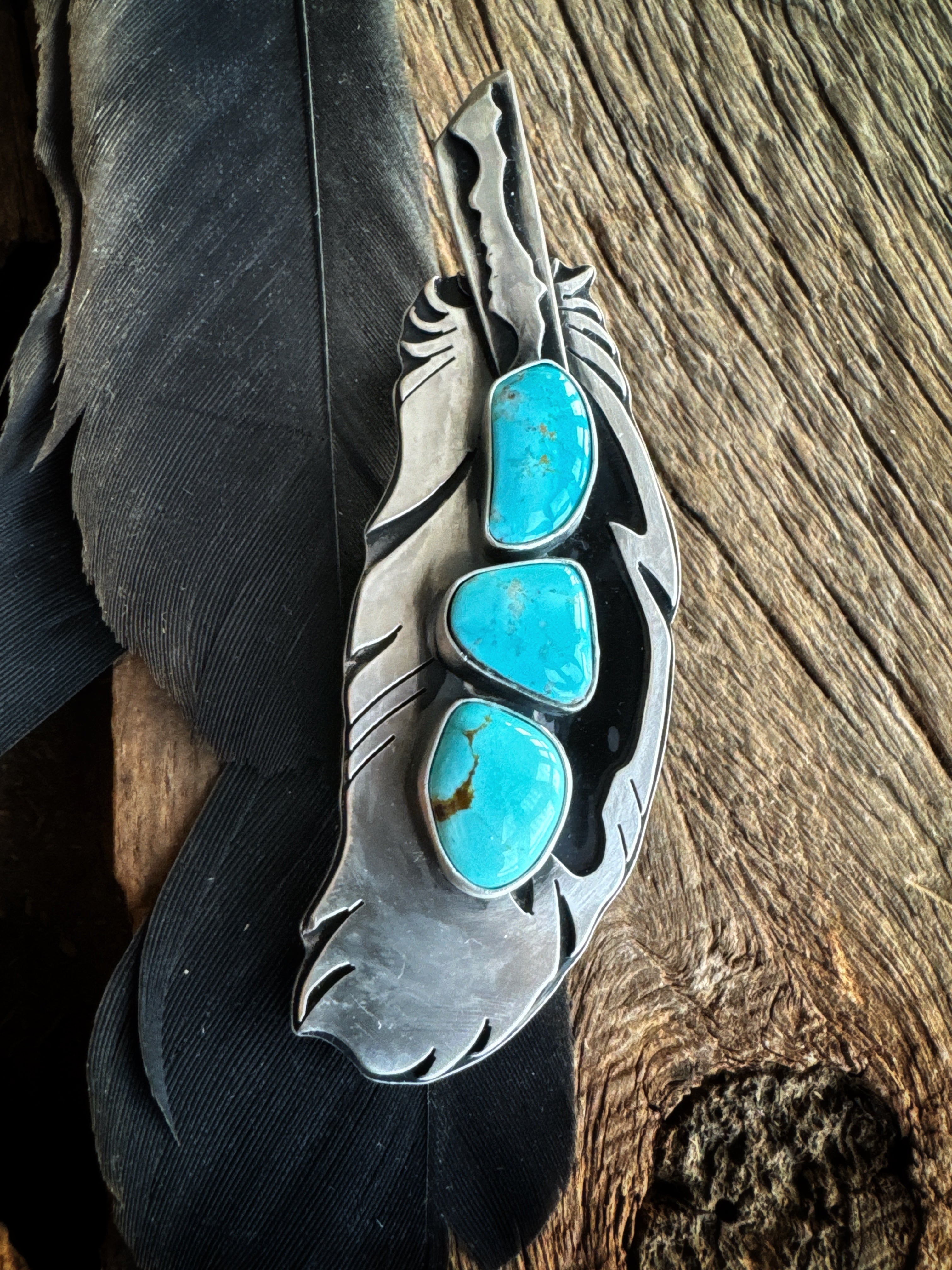 Feather Fox turquoise Pendant – SkeletonKeyWorkshop